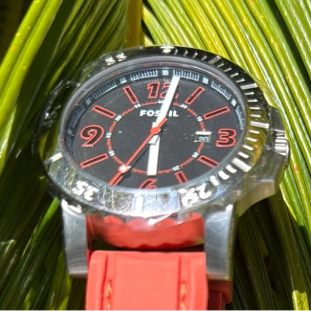 Fossil | Accessories | Fossil Watch With Vibrant Orange Strap And Black ...